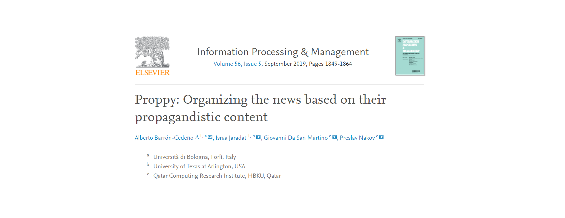 Proppy: Organizing The News Based On Their Propagandistic Content – The ...